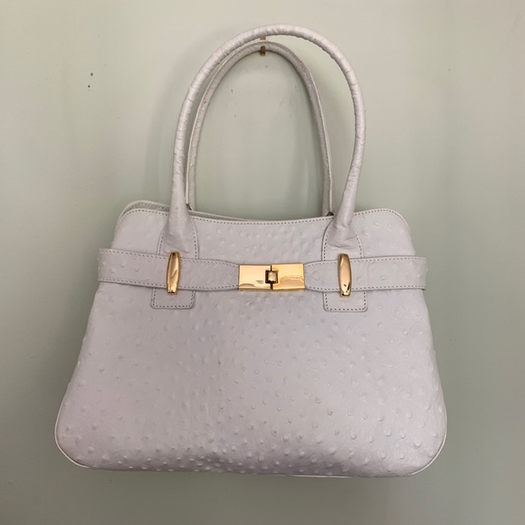 stefano bravo | Bags | Stefano Bravo White Ostrich Leather Shoulder Bag ...